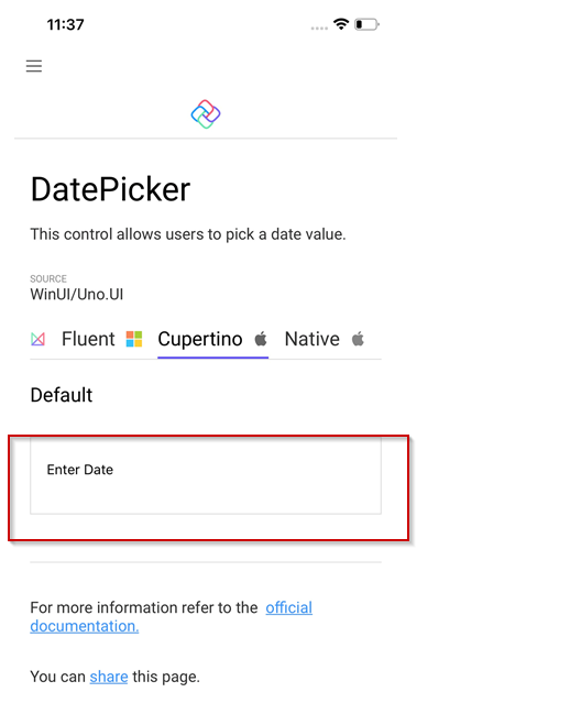 [Gallery][iOS] Cupertino- DatePicker- When theme change from Dark to light theme, the Border for ...