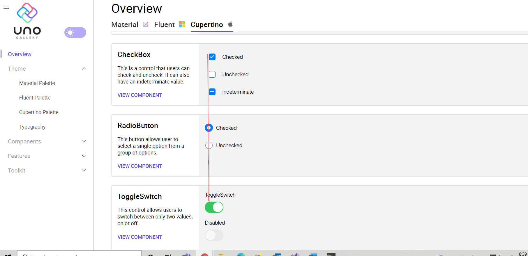 [Gallery][Wasm] Overview- For Cupertino, the checkbox section is not properly aligned with ...