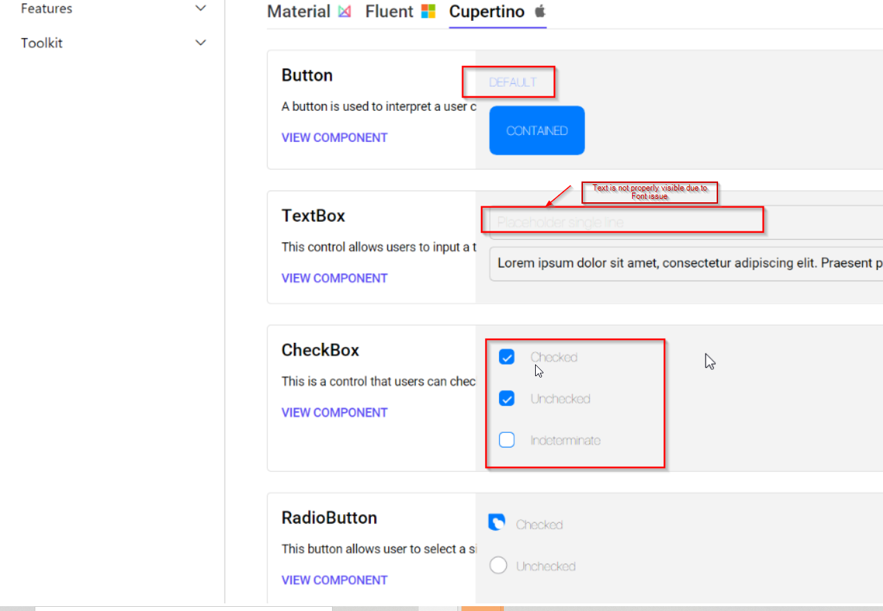 [Gallery][Skia.GTK] Overview (Cupertino) - FontWeight is not correct for the text of different ...