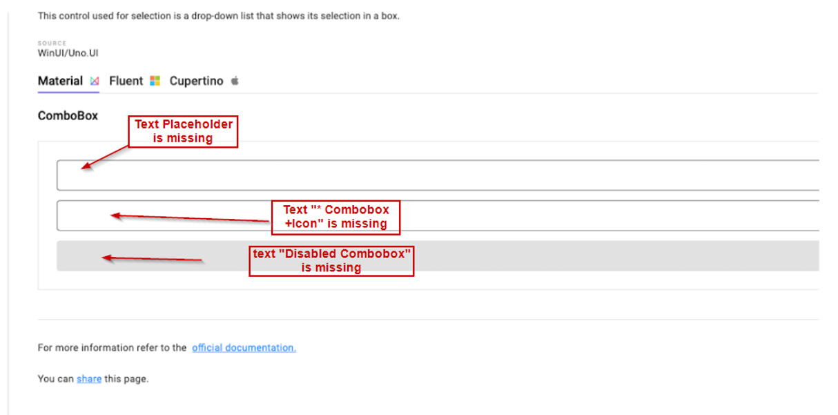[Gallery][iOS/Catalyst]Combobox (Material)- Text 'Placeholder ...