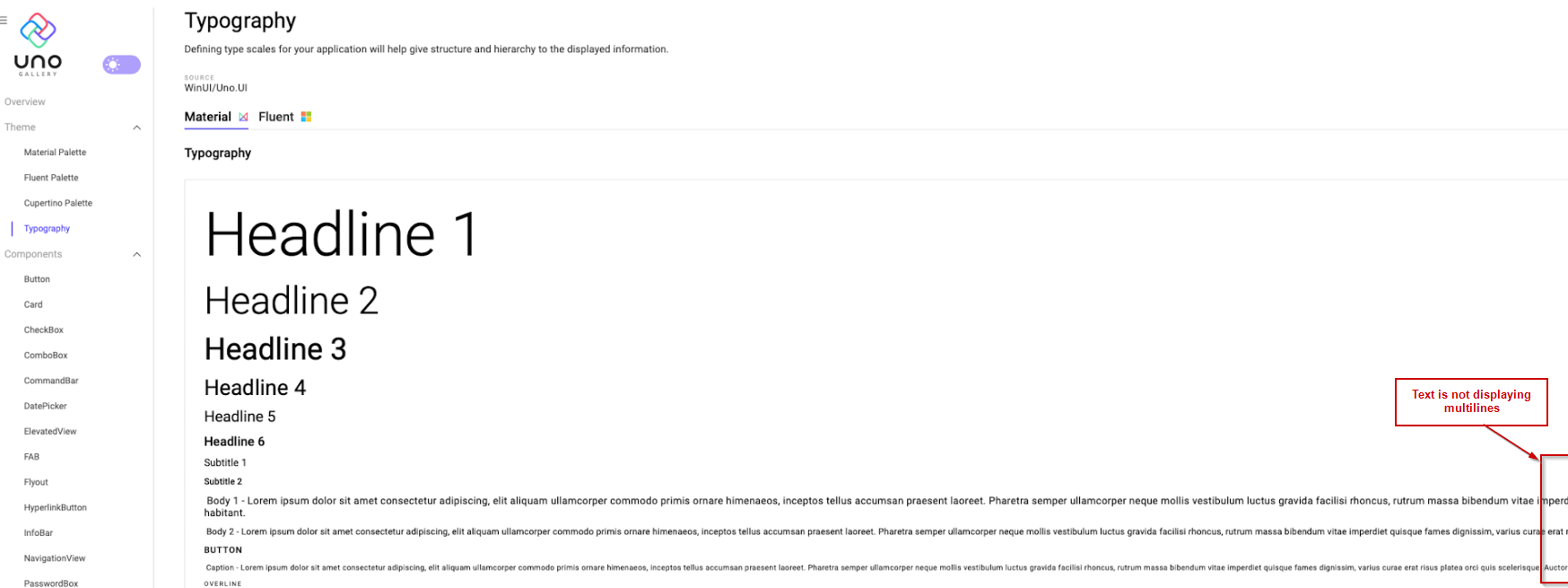 [Gallery][Catalyst]Textbox,Textblock, Typography- The text is not displaying correctly in ...