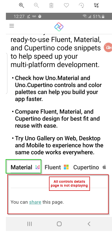 [Gallery][Android] Overview(Material) - All Controls section (Button, Textbox, Checkbox....) is ...