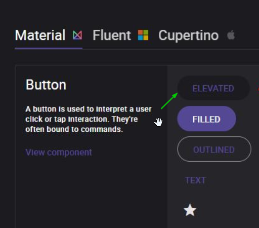 [Gallery][Wasm/iOS/Android/Skia.GTK] Button(Material)-Elevated Button is not displaying as ...