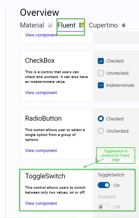 [Gallery][Wasm/iOS/Android/Skia.Gtk] Overview(material)- Toggleswitch section is not available ...