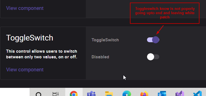 [Gallery][Wasm/Skia.Gtk] `Toggleswitch` (Material) - In dark theme, switch knob does not fully ...