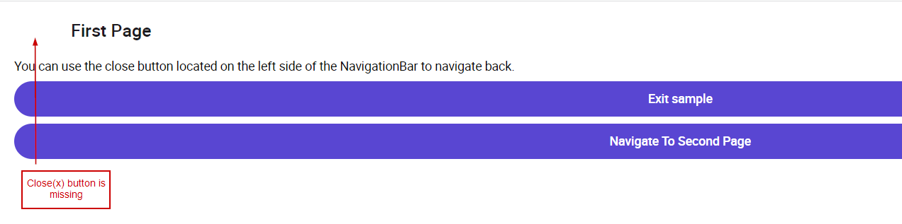 [Gallery][Wasm] NavigationBar- Close(X) button is missing in light theme for 'Launch FullScreen ...