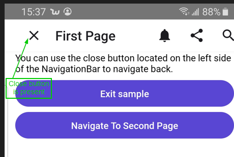 [Gallery][Wasm] NavigationBar- Close(X) button is missing in light theme for 'Launch FullScreen ...