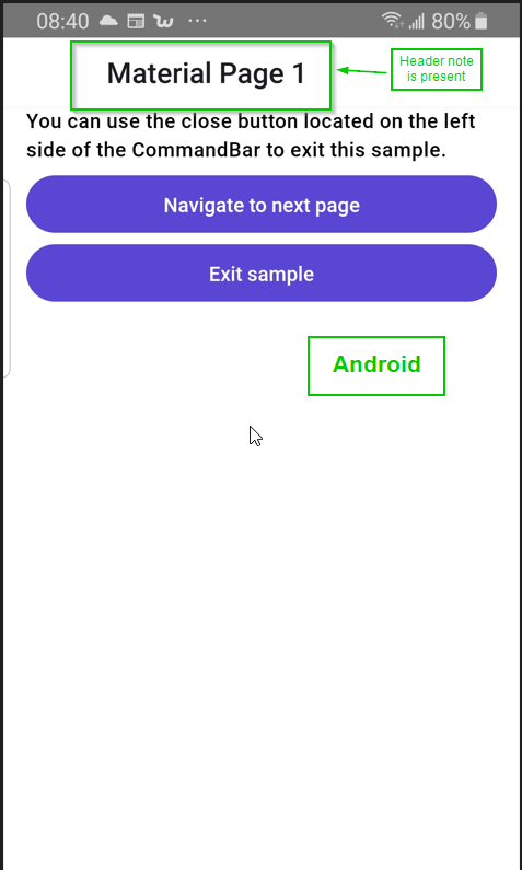 [Gallery][iOS] Commandbar- Header 'Material Page 1 and 2' is missing. · Issue #9385 ...