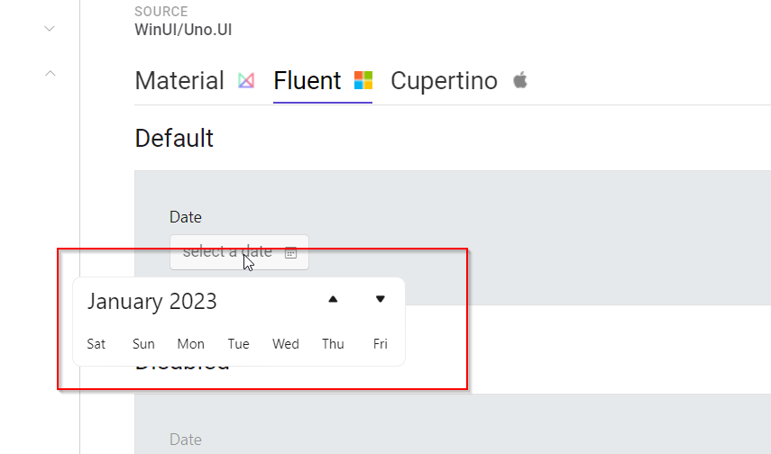 [Gallery][Wasm] `CalendarDatePicker` popup is incorrectly arranged · Issue #11058 · unoplatform ...