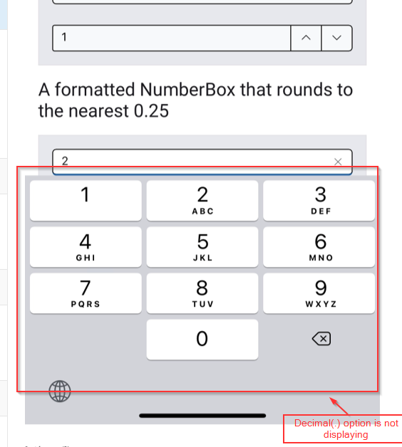 Gallery Ios Numberbox Decimal Option Is Not Present In The Displayed Keypad For The