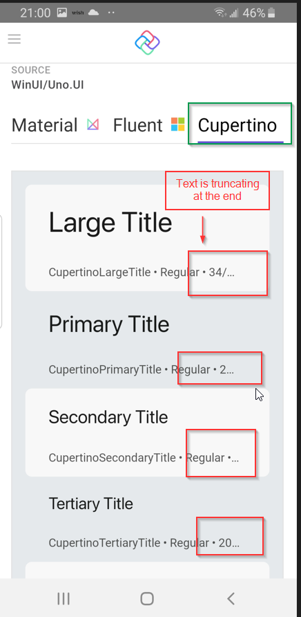Gallery Iosandroid Typography Fluent And Cupertino For Typography Examples Sizeline
