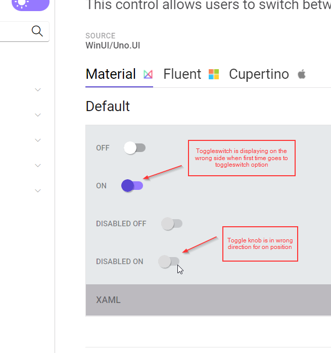 [Gallery][Wasm]Toggleswitch- Switch knob is displaying in Wrong direction for 'ON' Position ...