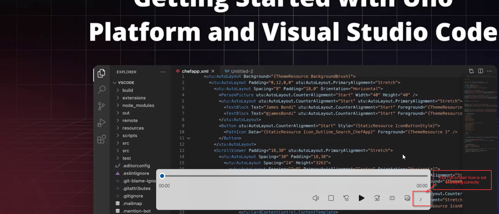 [Gallery][WASM/iOS][MediaPlayerElement] 'Exit Full screen' Icon is not displaying correctly ...