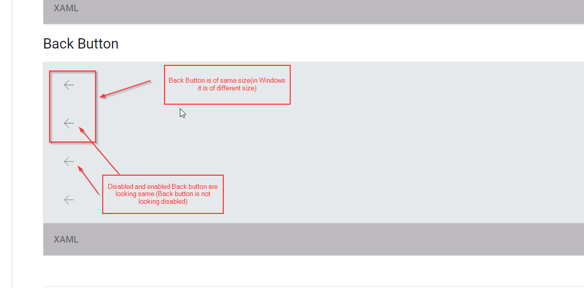 [Gallery][Wasm/Android/iOS]Button(Fluent)-Both 'Back' buttons size are similar but for windows ...