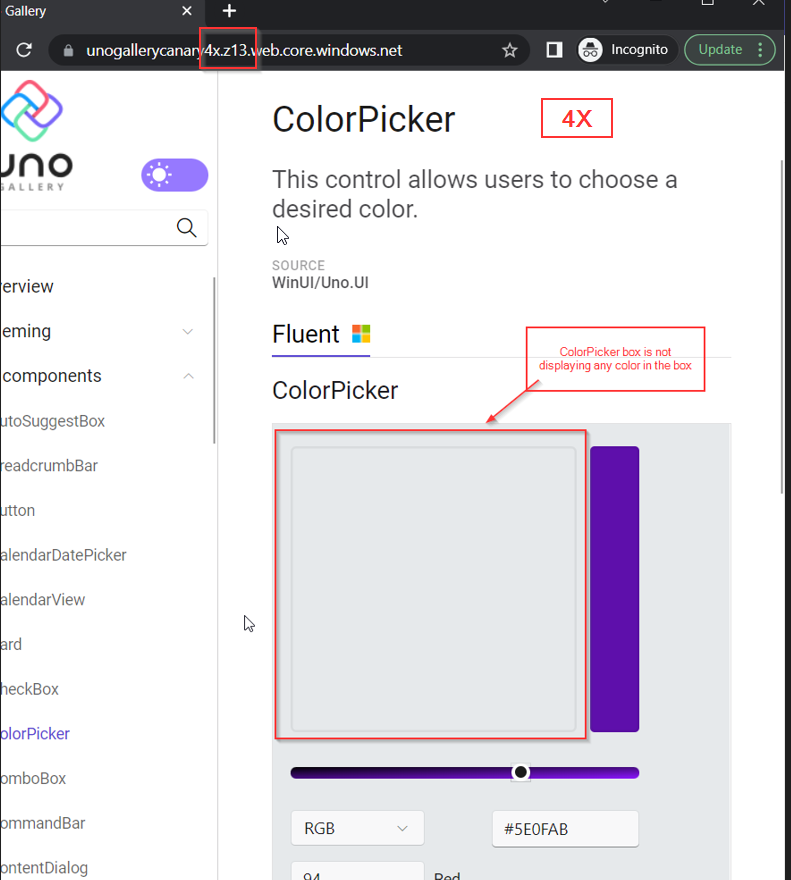[Gallery-4X][Wasm]ColorPicker- ColorPicker box is not displaying any color · Issue #13062 ...