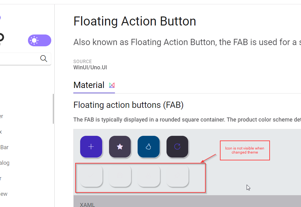 [Gallery-4X][Wasm]FAB- when changing theme FAB buttons are not getting properly refresh. · Issue ...