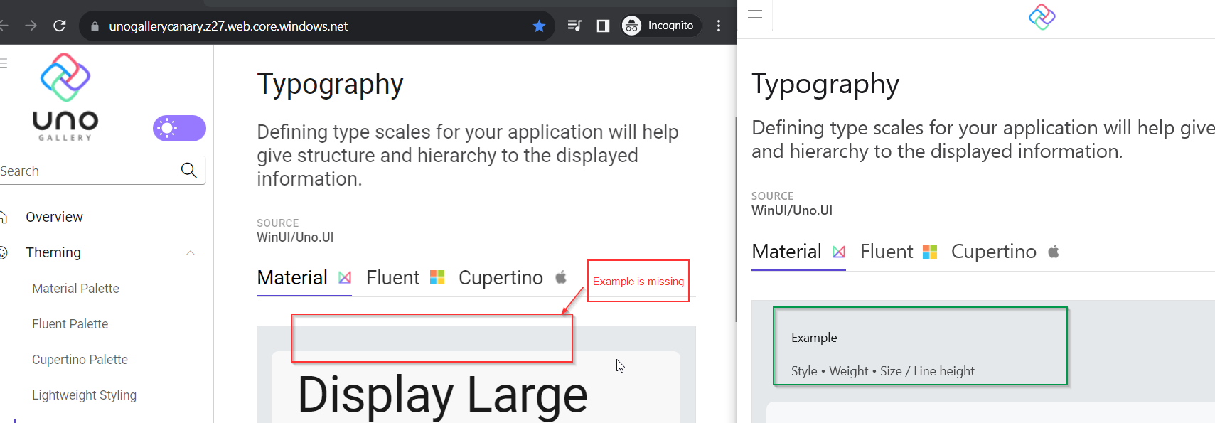 [Gallery][5.0, 4X][Wasm/Android/iOS]Typography- Description Header 'Example' with other details ...