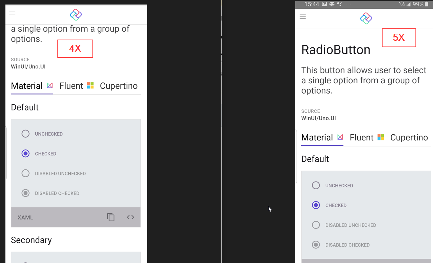 [Android] Visual difference for MaterialRadioButtonStyle with latest ...