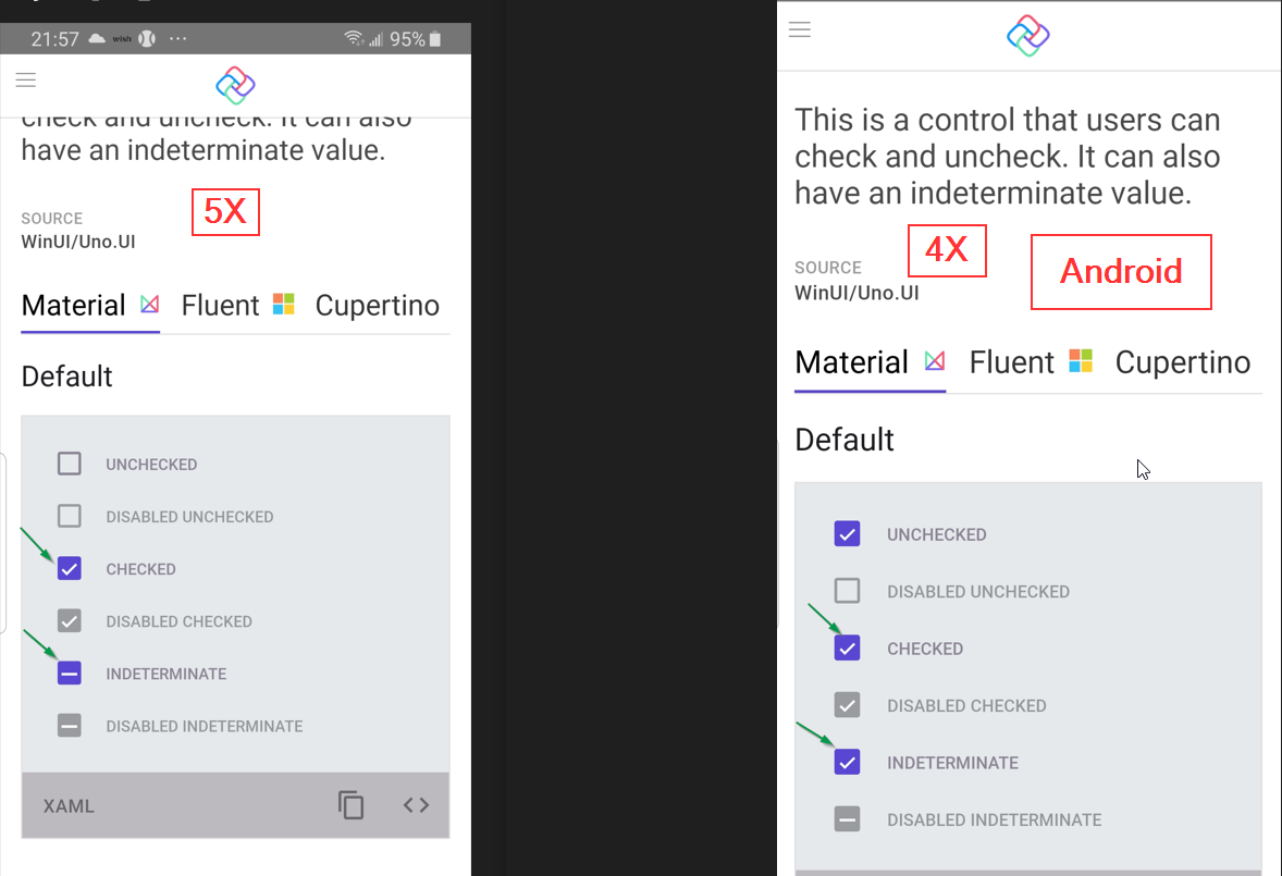 [All Platforms] Visual difference for `MaterialCheckBoxStyle` with ...