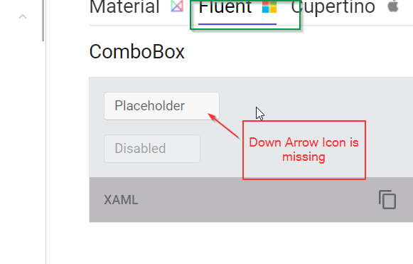 Gallery All Platform Combobox Fluent And Cupertino Down Arrow Icon On Combo Box Is Missing 