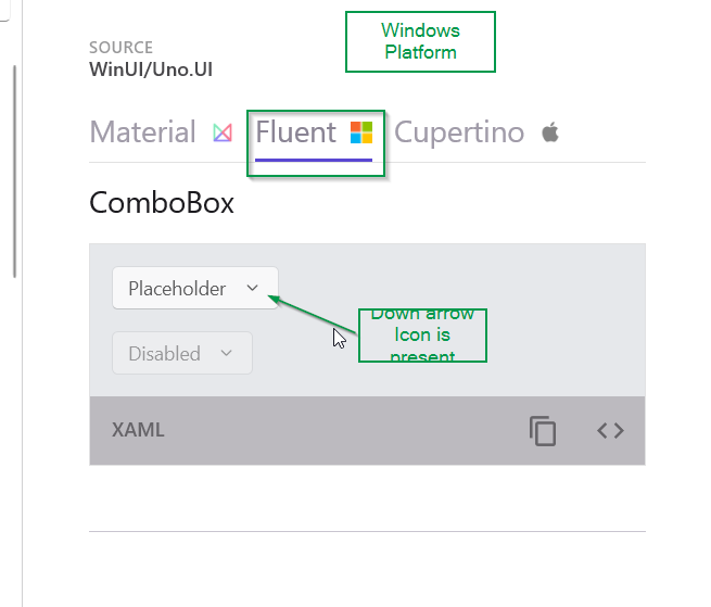 Gallery All Platform Combobox Fluent And Cupertino Down Arrow Icon On Combo Box Is Missing 