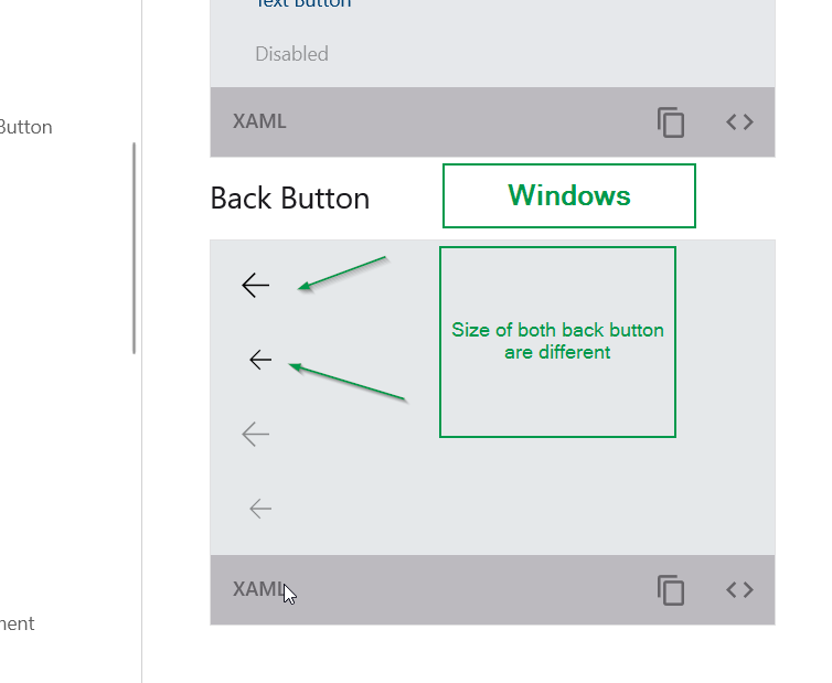 Gallery All Platforms Button Fluent Both Back Buttons Looking Same Not Displaying Similar