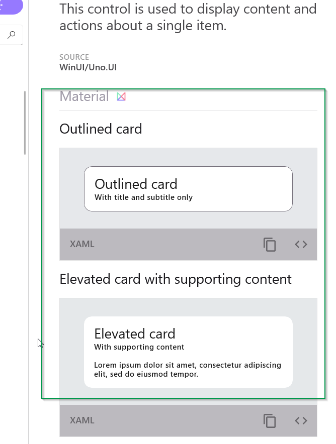 [Gallery][Skia.Gtk] Button, Card, CommandBar, Elevated View, FAB-All Elevated, Filled, Filled ...