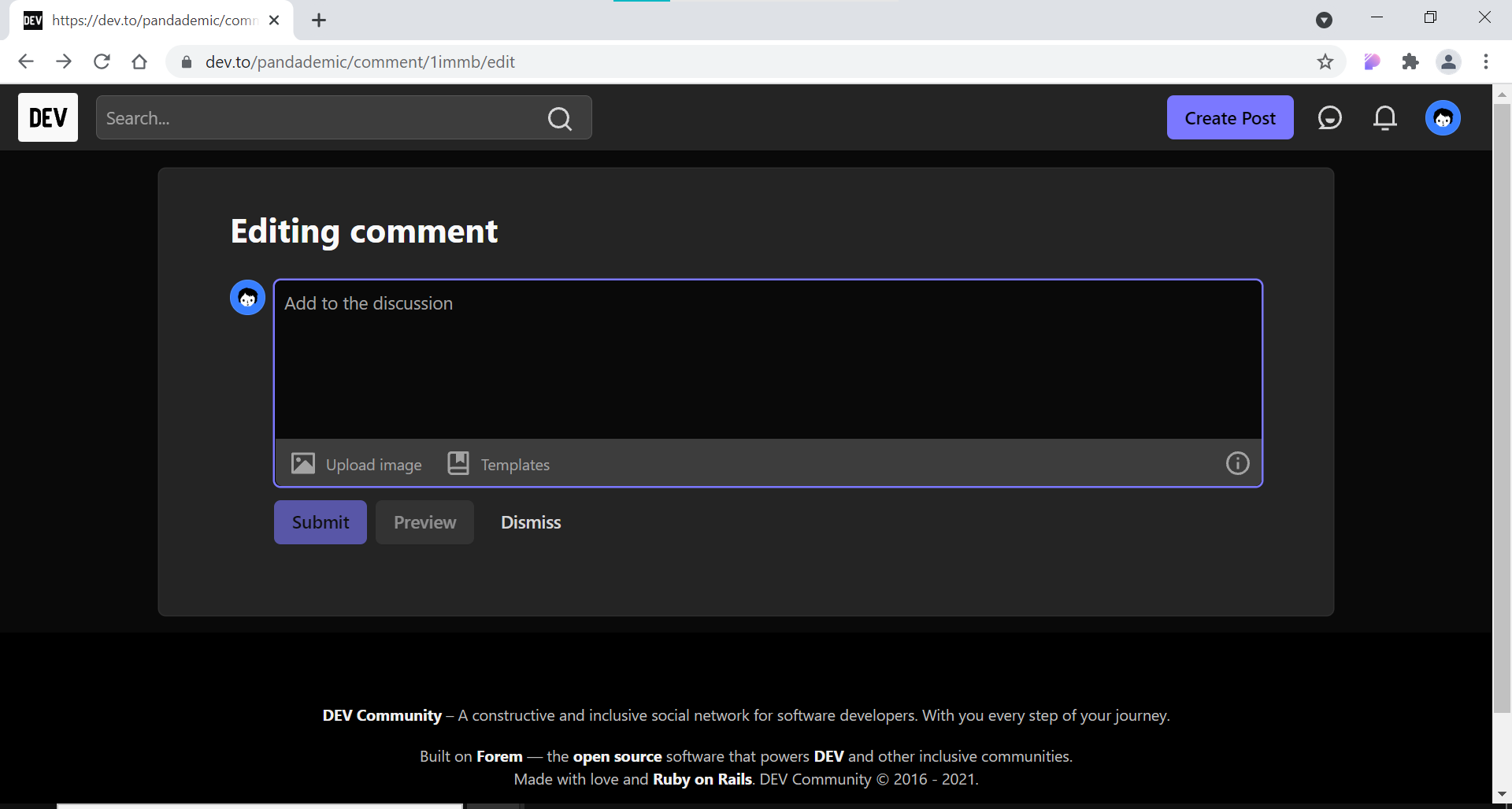 Title not loading for the edit comment page · Issue #15005 · forem/forem · GitHub
