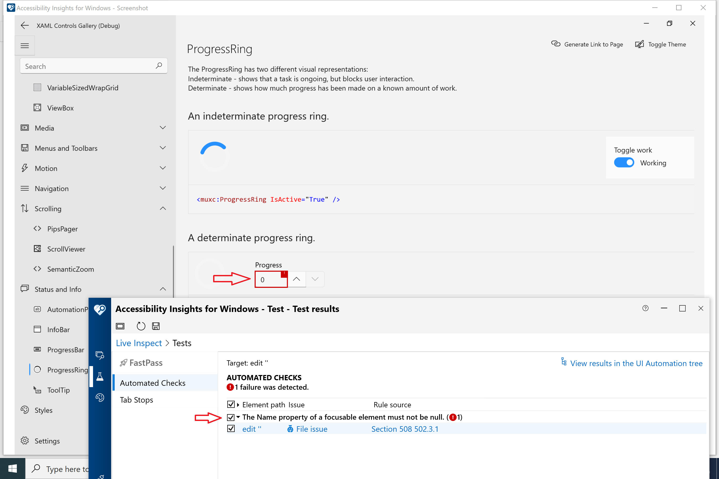 Bug Xaml Controls Gallery Accessibility [mas 4 2 1] The Name Property Is Not Defined For