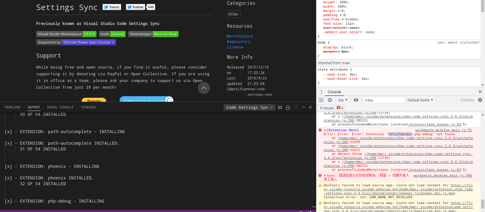 ignore installing failed plugin support · Issue #1330 · shanalikhan/code-settings-sync · GitHub