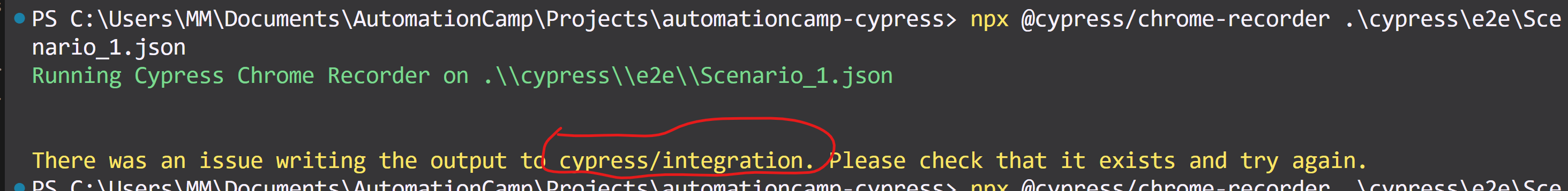 The plugin still looking for cypress/integration folder · Issue #54 · cypress-io/cypress-chrome ...