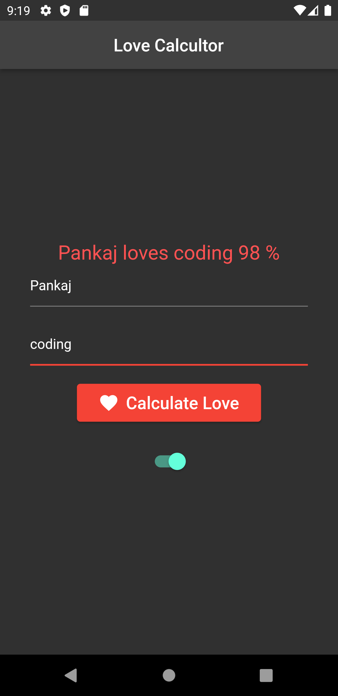 GitHub - pankajkcodes/FlutterLoveCalculator