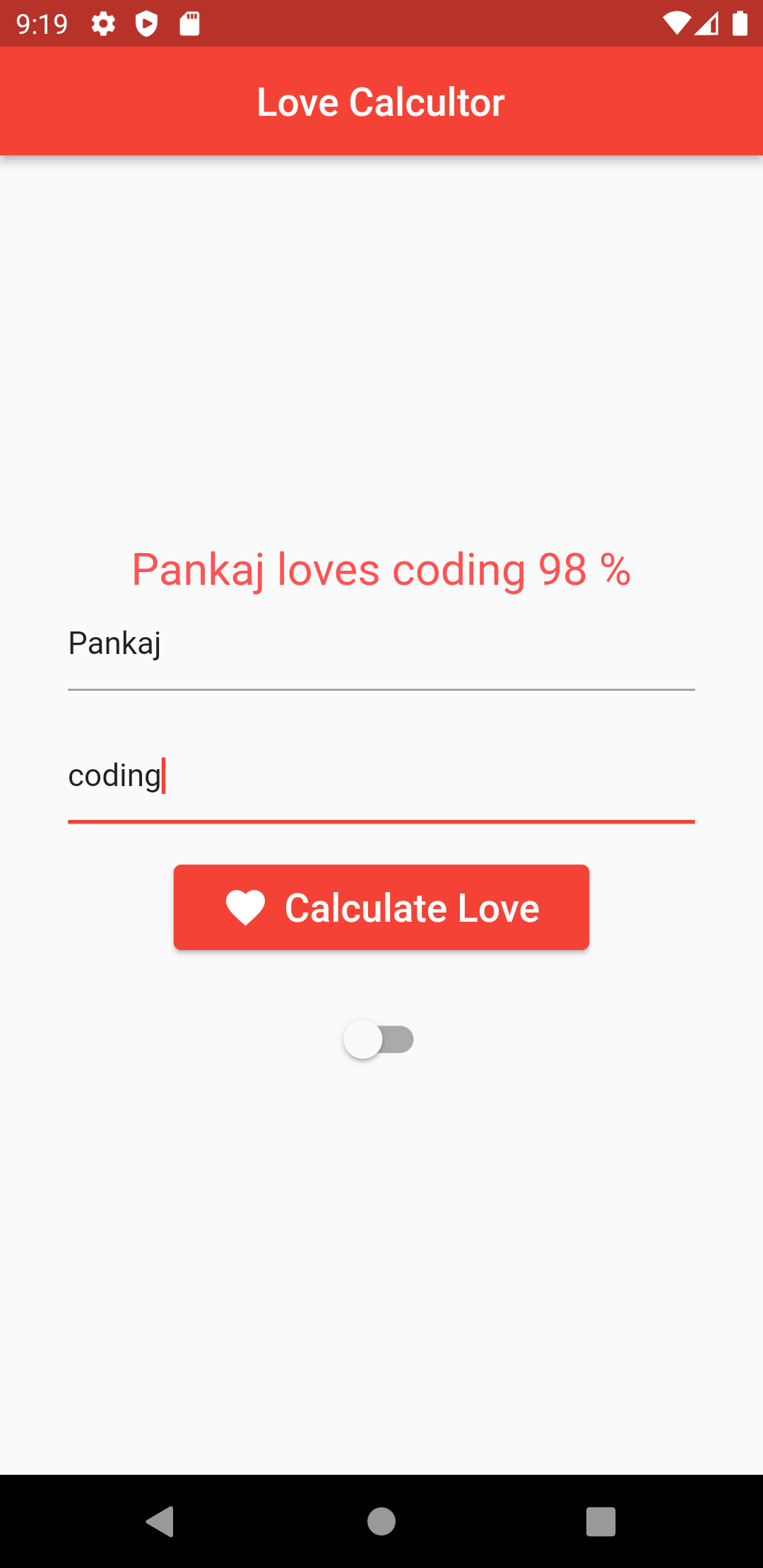 GitHub - pankajkcodes/FlutterLoveCalculator