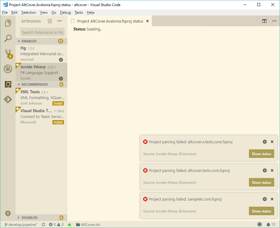 Multiple Project Parsing Failed Errors From Net Core Projects · Issue 882 · Ionideionide
