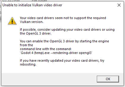 Opening Forward+ projects without a Vulkan GPU: You're bricked! · Issue #6457 · godotengine ...