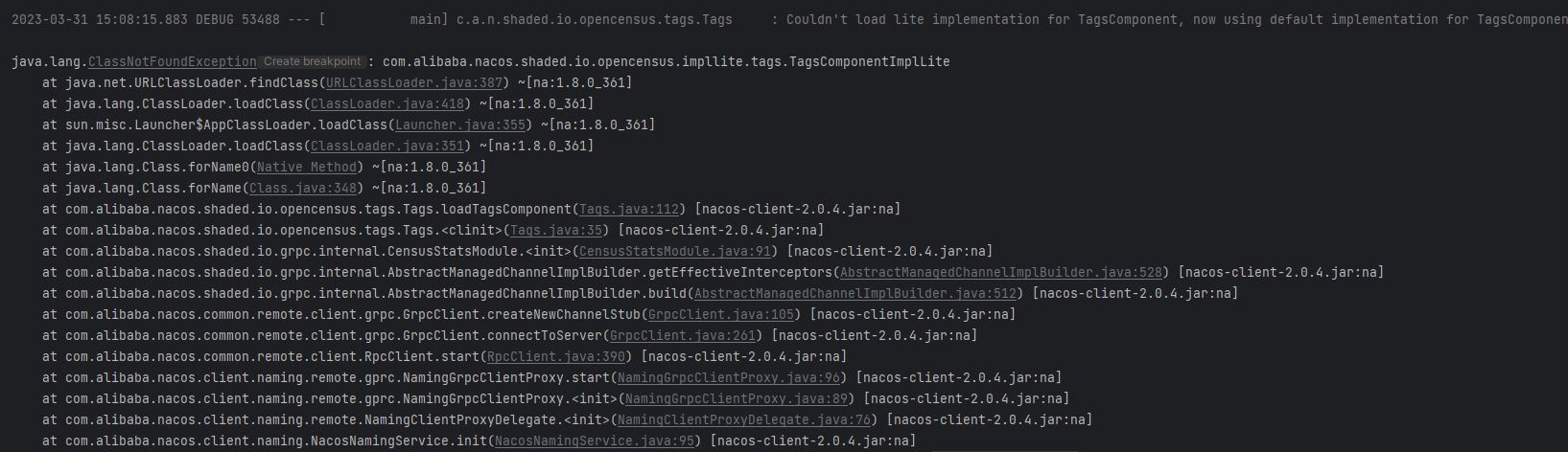 nacos-client:v2.1.0 ClassNotFoundException SecretPerfMarkImpl · Issue #10239 · alibaba/nacos ...