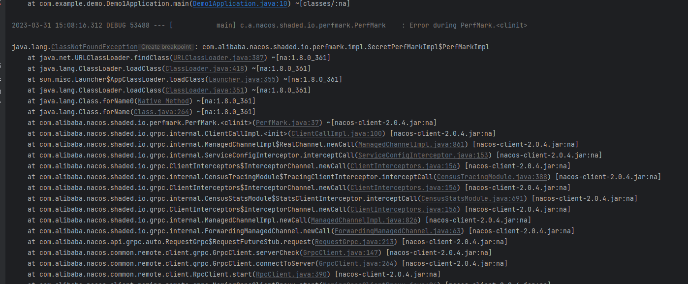 nacos-client:v2.1.0 ClassNotFoundException SecretPerfMarkImpl · Issue #10239 · alibaba/nacos ...