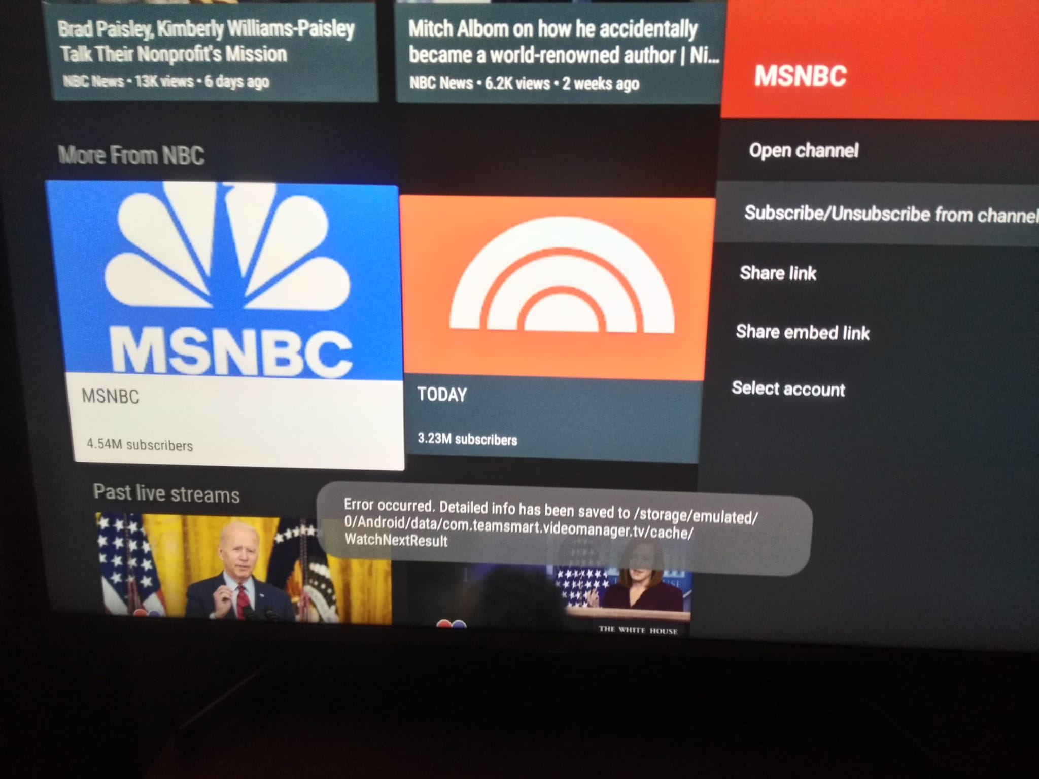 Channel subscribing from channel cards via context menu, results in ...