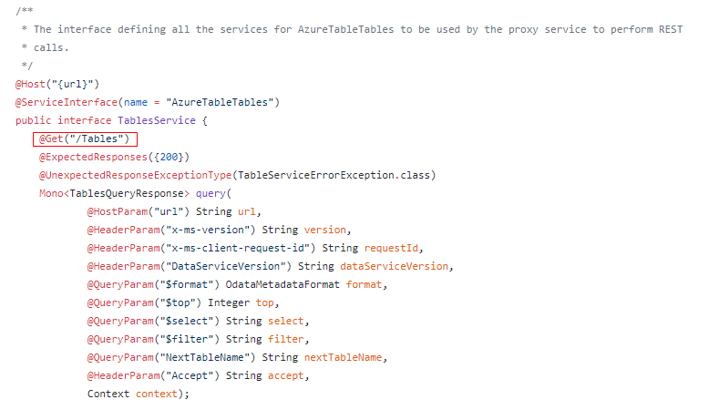 The Way Of Storage Tables Endpoint And Table Url Constructed In Azure Sdk For Java Doesnt