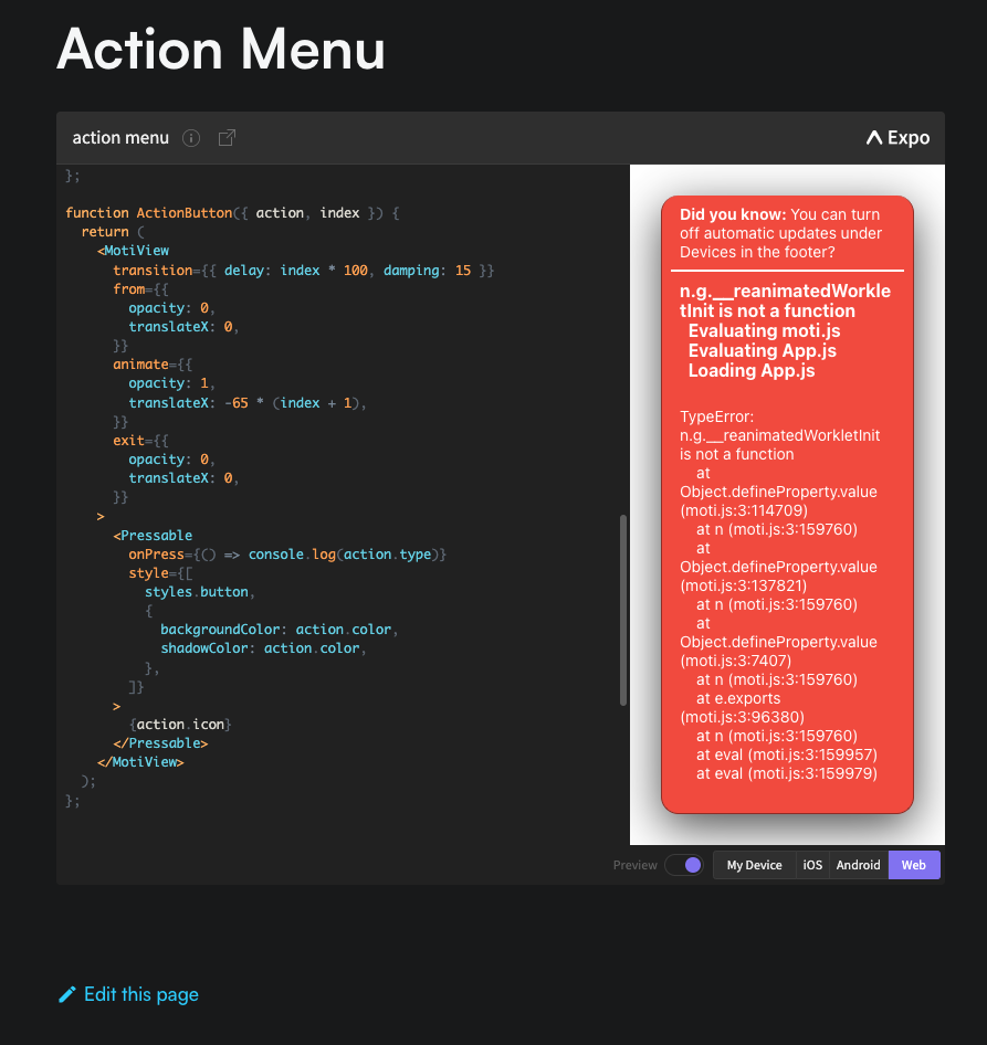 Action Menu Demo broke · Issue #247 · nandorojo/moti · GitHub