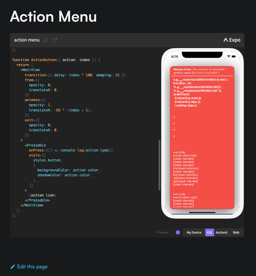 Action Menu Demo broke · Issue #247 · nandorojo/moti · GitHub