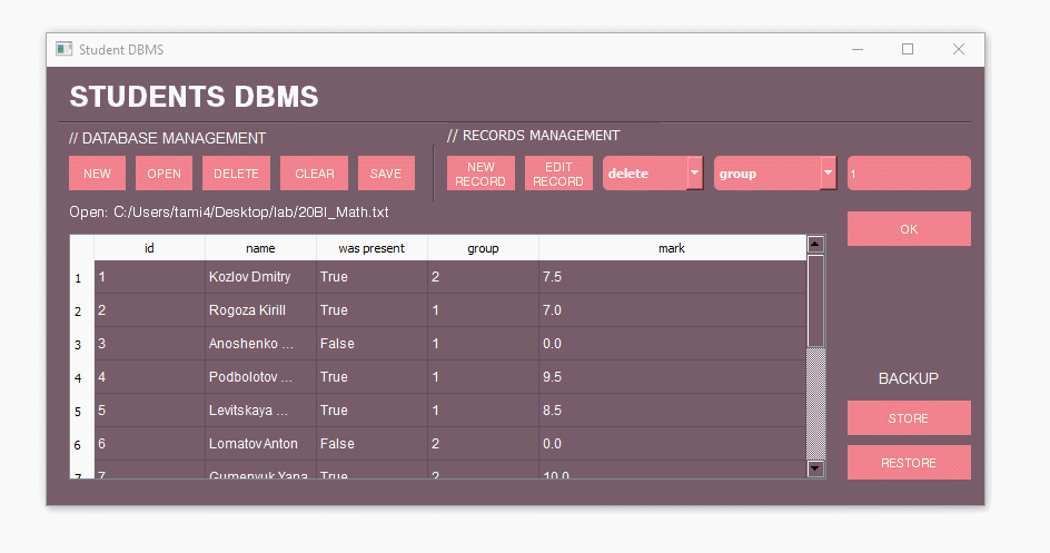 Github Rustamhsedbms File Based Database Management System Written In Python Without The Use