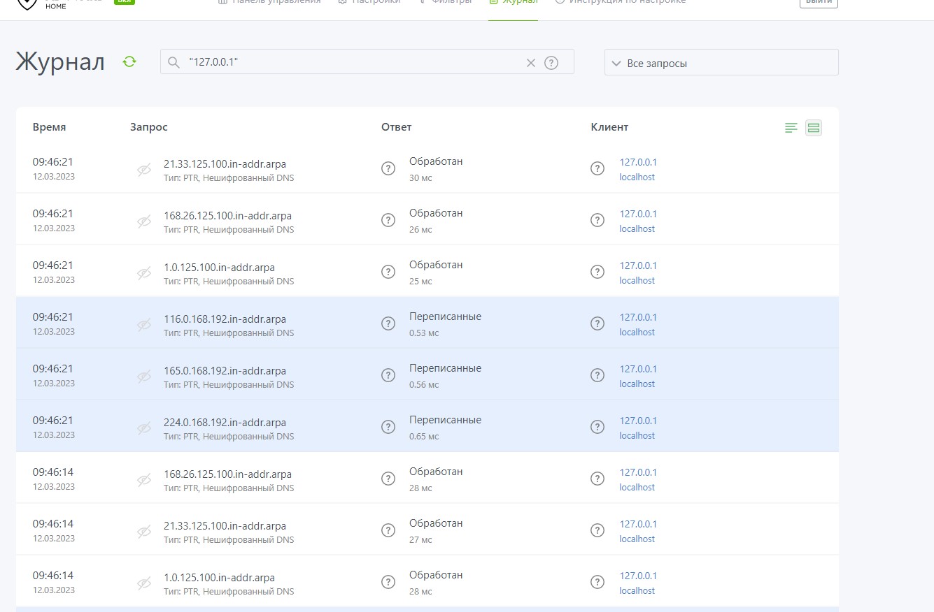 The "ignored" option in the "querylog" and "statistics" sections does not work. Incomplete ...