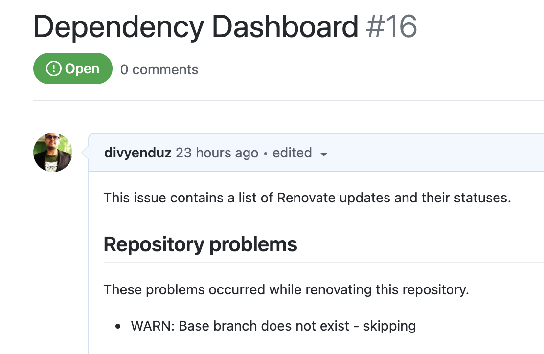 Display Missing Basebranch Name In The Dependency Dashboard · Issue 8657 · Renovatebotrenovate