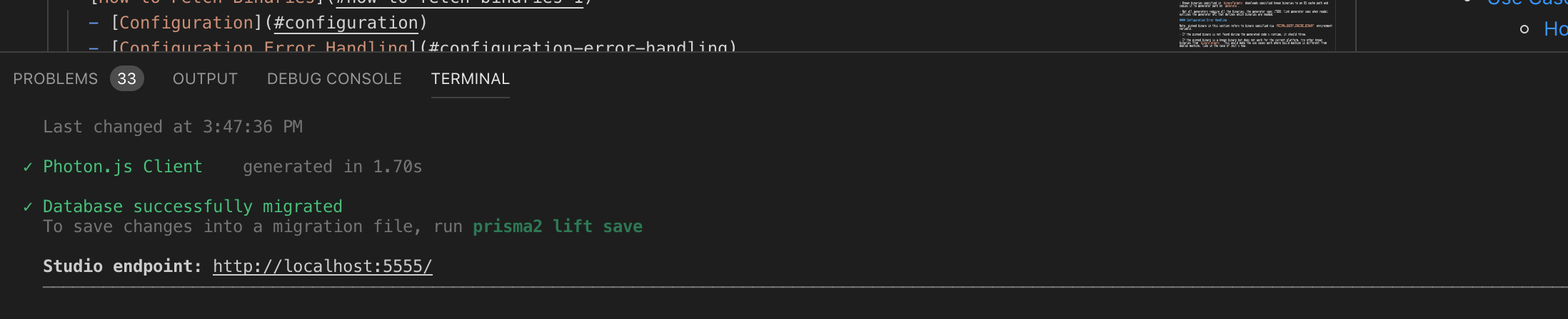 `prisma2 dev`: Lots of blank space which hides a lot of output when terminal is small & it ...