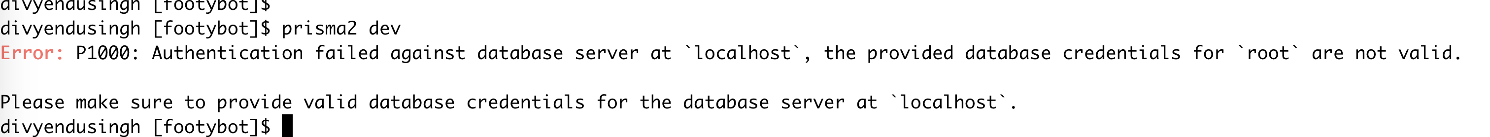 `prisma Dev` Connection Error · Issue 39 · Prismaspecs · Github 