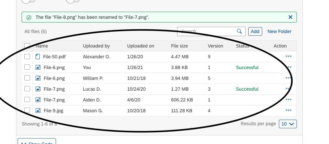 Upload Collection(Platform): User is able to rename file to identical ...