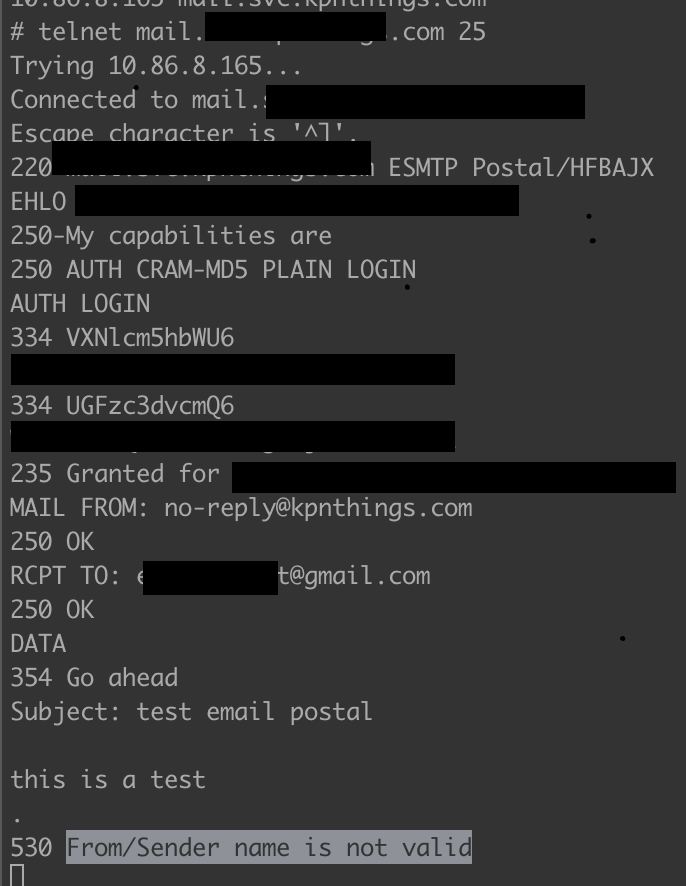 530 From/Sender name is not valid with Telnet · postalserver · Discussion #1953 · GitHub