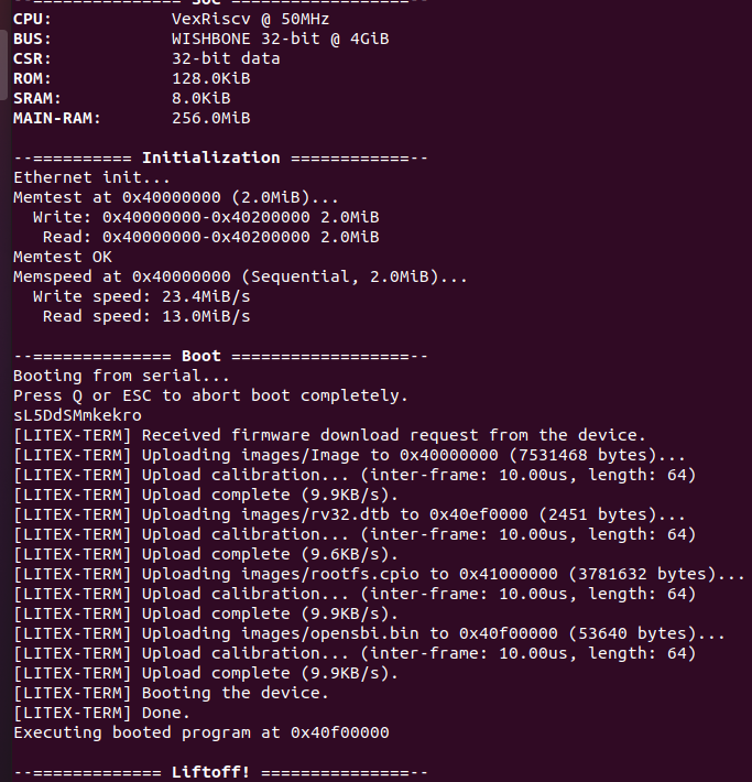 When I Build Project With With Ethernet I Got Liftoff Screen · Issue 343 · Litex Hub