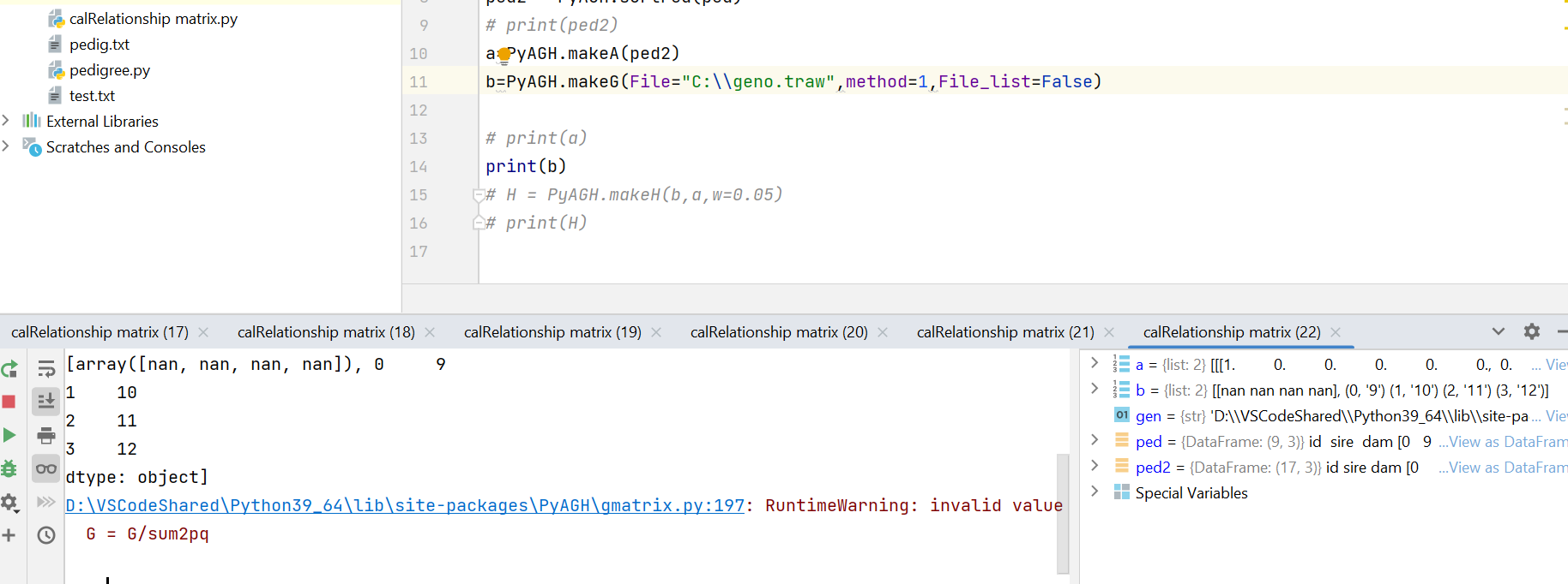 Error when using makeG on the sample dataset · Issue #1 · zhaow-01/PyAGH · GitHub